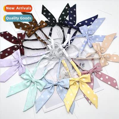 Polka Dot Angled Bow Tie Korean College Women Long Shank Nec