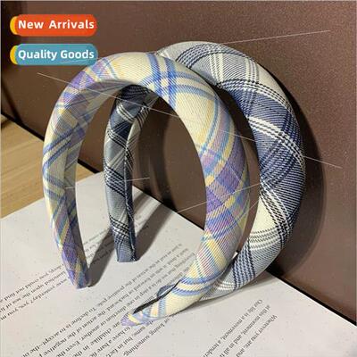 Korea new fabric lattice sponge hair bands simple versatile