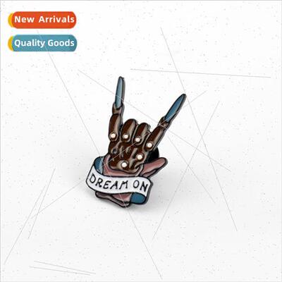 Creative dream on skull gesture oil drop brooch cowboy badge