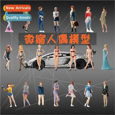 1:64  girl standing miniature doll resin miniature model orn