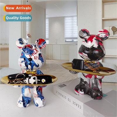 Creative violent bear entryway key storage ornaments home li