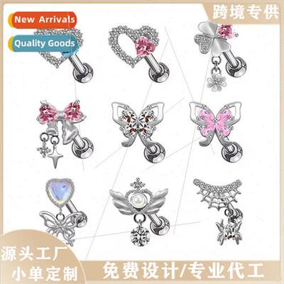Europe Heart Butterfly Dangling Earrings Bowknot Heart Wings