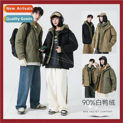 High- new fake twoPCS down jacket boys hooded American color
