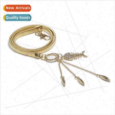 New rhinestone inlaid waist chain ladies fishbone pendant dr