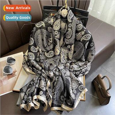 2023 Cashew Flower New lk Satin Vintage lk Scarf Spring/Summ