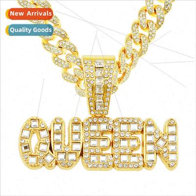 Personalized full diamonds hip-hop cool queen letters pendan