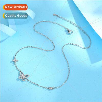 Korea Dandongmen diamond-set zirconia butterfly necklace fem