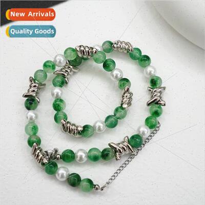 Jade thorn necklace pearl splicing men women short collarbon