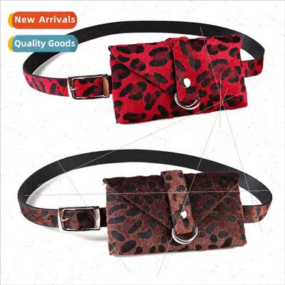 Korea new women thin belt horse hair leopard small square ba