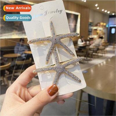 Korea simple rhinestone starfish hair clips female hairpin t