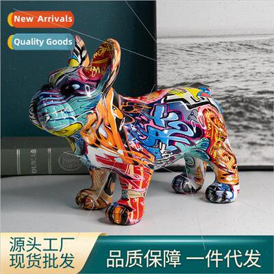 Modern Creative Dazzling Colorful Resin Standing Pug Dog Hom