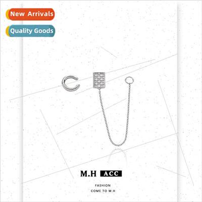 New quadrilateral chain earrings niche 925 silver pin earrin