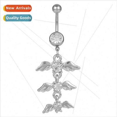 Pins Piercing Jewelry Wings & Diamonds Belly Button Ring