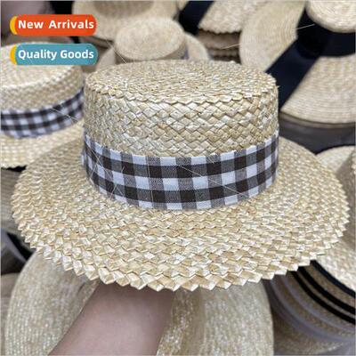 Japanese lattice lacing cross-tie flat top straw hat straw s