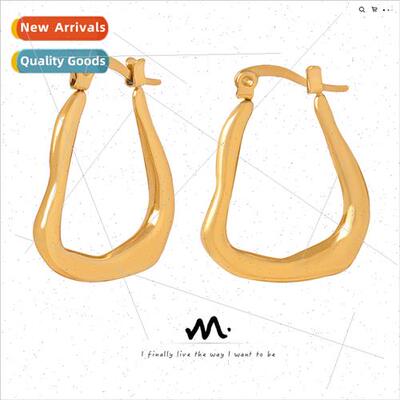 Europe new French simple niche geometric tanium steel earrin