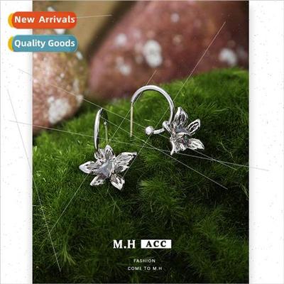 Folded Flower Earrings Europe Niche Earrings Vintage Simple