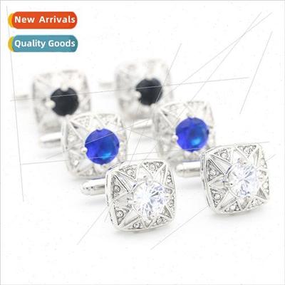 Korean fashion square whe crystal cufflinks polygonal star-s