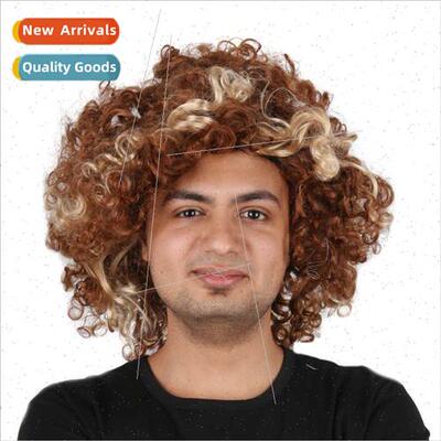 Unisex Alternative  Short Curly Hair Mardi Gras Fan Wigs