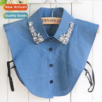 Fall winter denim shirt false collar casual sweater versatil