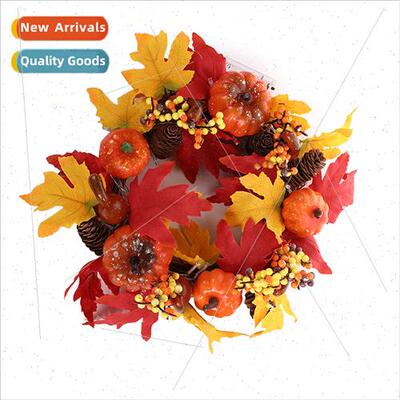 New mulation Pumpkin Maple Leaf Wreath Halloween Pumpkin Dec