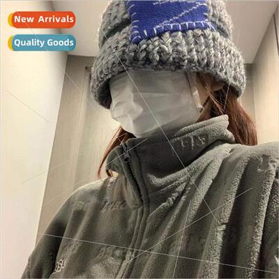 Korean niche designer patches handmade woolen fleece kn cap