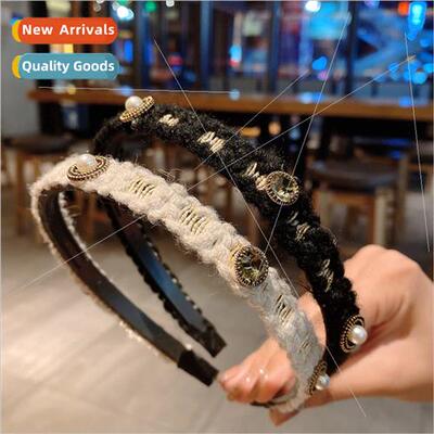 New retro flash diamond pearl fine hair band outside band la