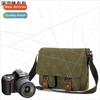 Canvas diagonal cross hanging bag men women micro camera bag