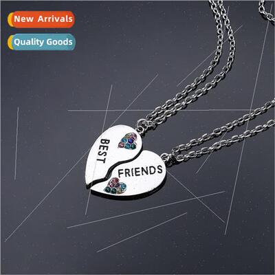 Europe new good friends electroplated alloy rhinestone heart