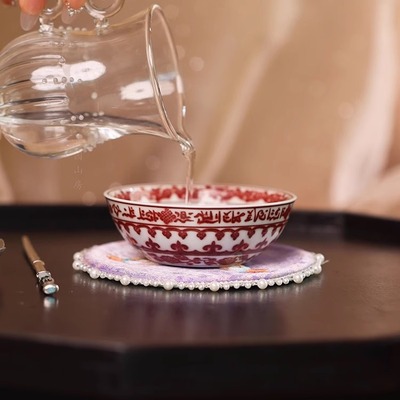 勤义堂全红满绘宝相梵文普洱杯