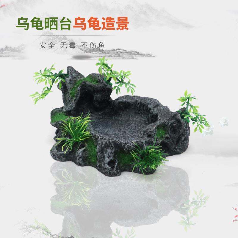 厂家直供鱼缸装饰水族箱仿真树脂水盆乌龟蜥蜴爬宠喂食盘摆件