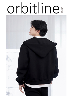 orbitline 运动拉链外套 水墨黑 休闲连帽卫衣连帽衫  范李猿同款