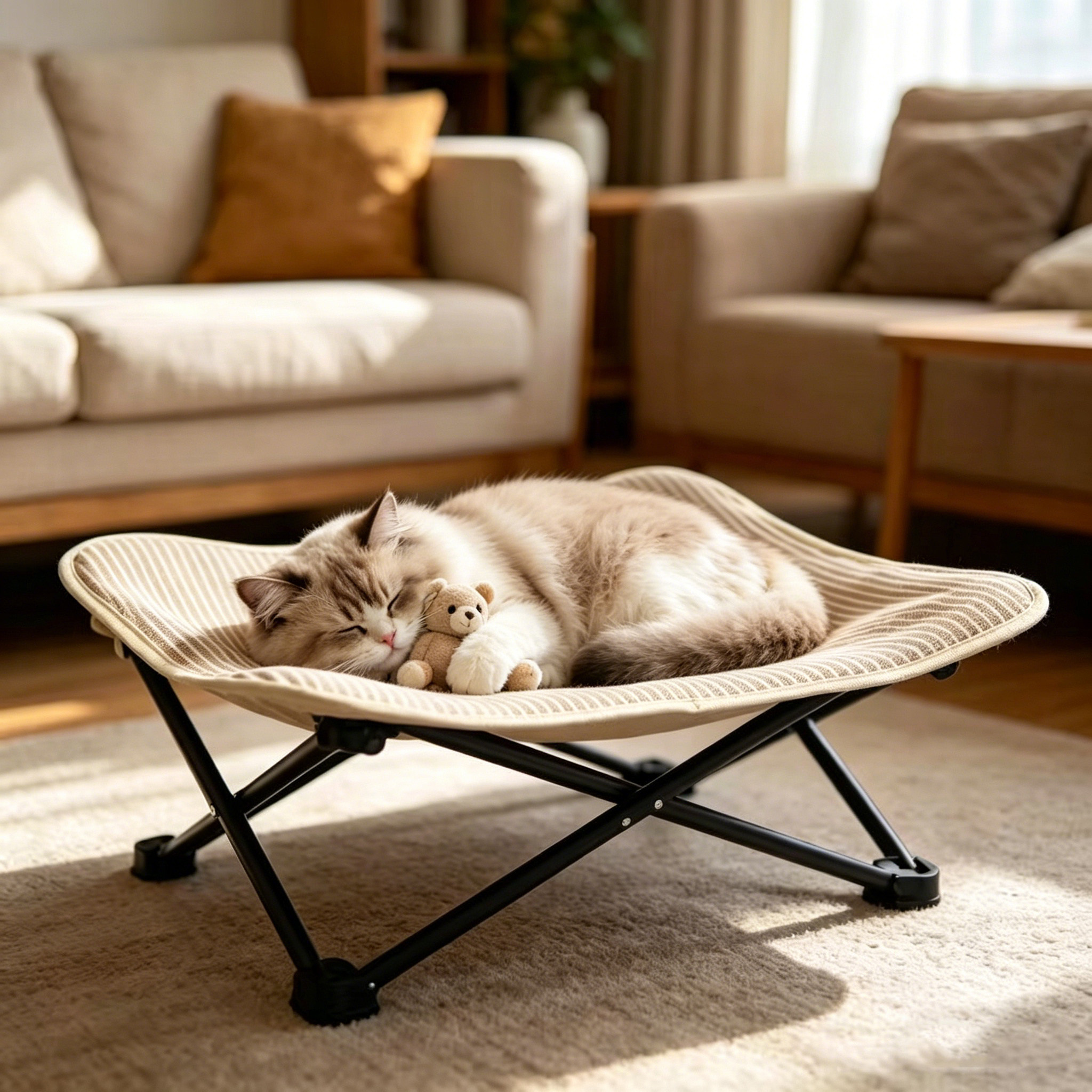 剑麻宠物行军床折叠猫躺椅猫咪沙发夏季猫窝耐磨耐抓不掉屑猫床