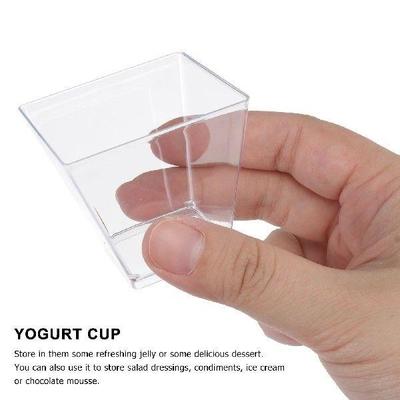 100PCS 60ML Transparent Dessert Cups Hard Plastic Trapezoid