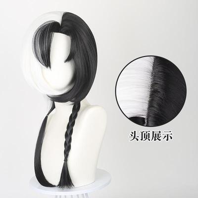 王者荣耀 空空儿cos假发仿真头皮顶黑白双色自带辫子假发