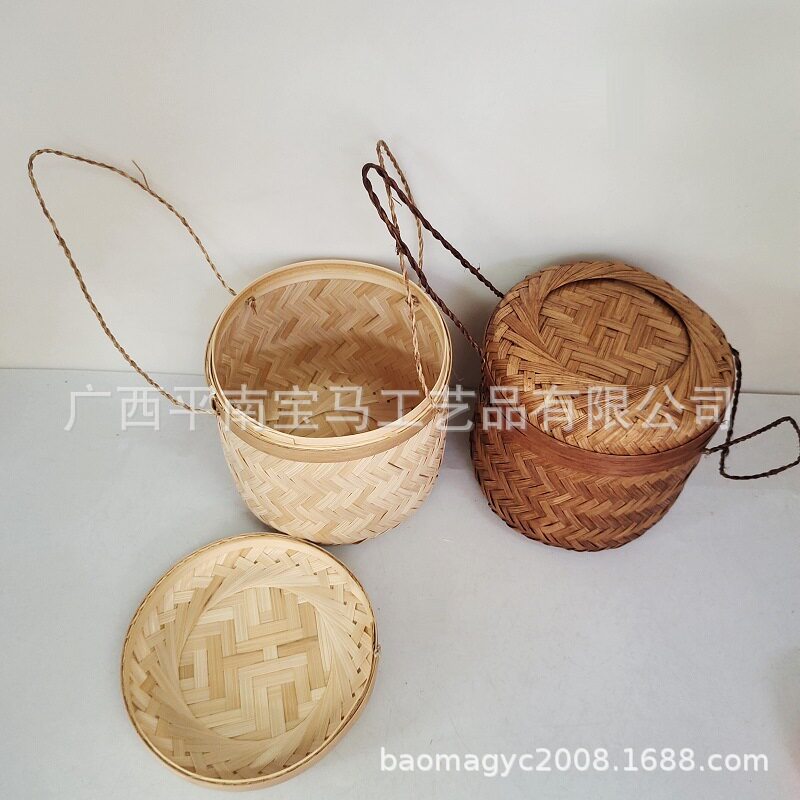 端午粽子月饼竹桶篮茶叶桶礼品包装篮鸡蛋篮竹篮伴手礼盒竹编田园