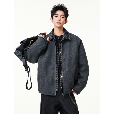 吾一白男生假两件外套