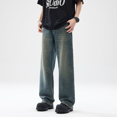 吾一白awhite男生美式直筒牛仔裤