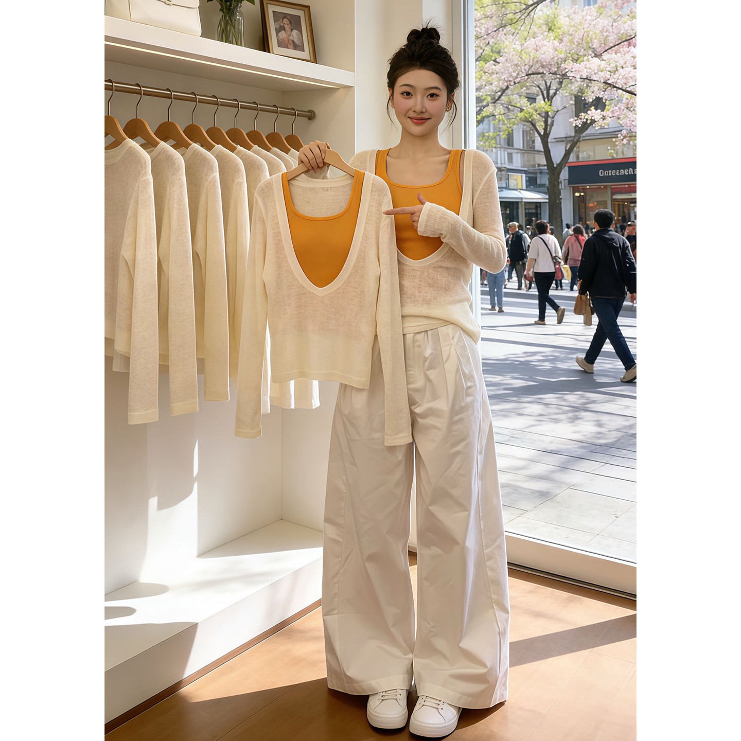 2026新款韩系独特漂亮绝美套装女夏季防晒罩衫吊带背心上衣三件套