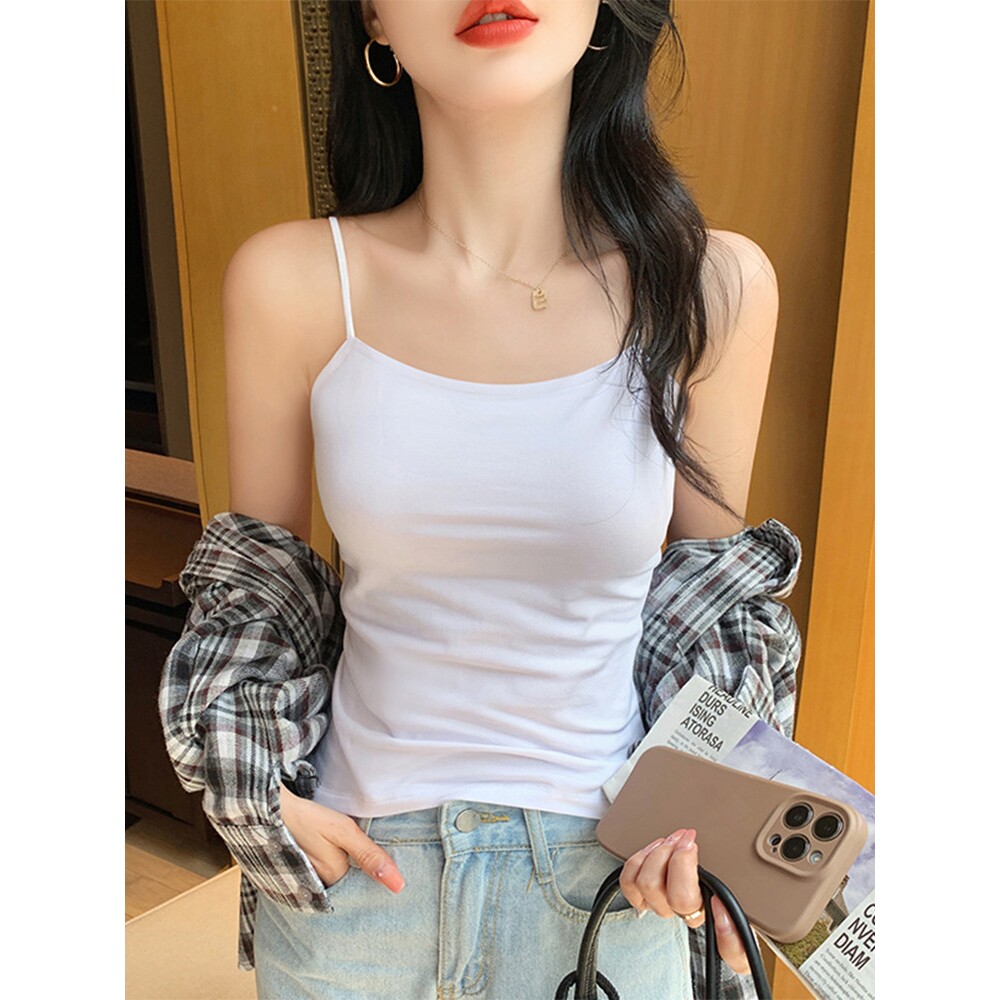 吊带背心女士夏季遮副乳文胸一体打底衫外穿无袖上衣配衬衫的内搭