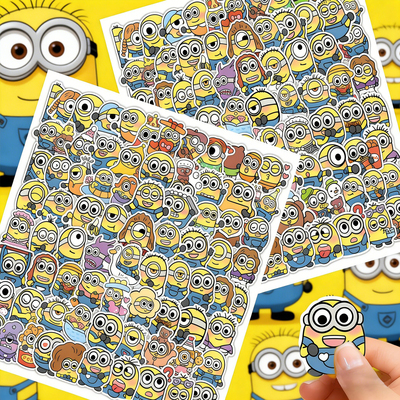 204张Q版小黄人贴纸神偷奶爸 Minions卡通人物周边装饰防水贴画