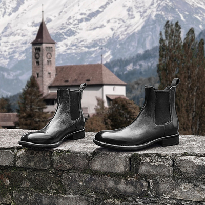 短靴女水洗马皮及踝复古英伦风牛仔靴低跟烟筒切尔西靴