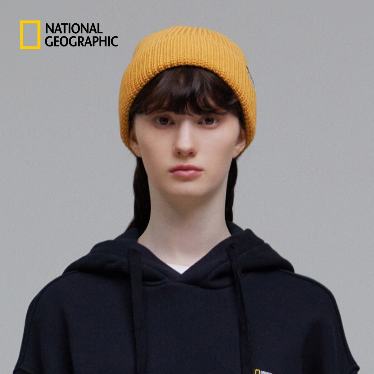 国家地理男女同款短款帽檐有经典品牌LOGO针织冷帽时尚百搭运动帽