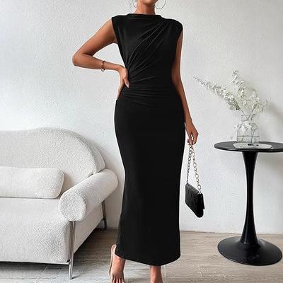 Solid waist hems trousers high nine-point with womens slit