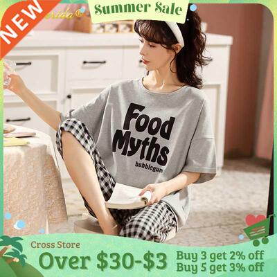 NEW Pajama Set Women Sleepwear Plus Size Lungewear Summer Sh