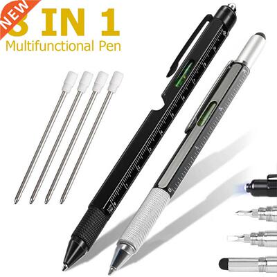 2Pcs Multi To Pen Ballpoint Pen W/ Ruler Level Cross Flat