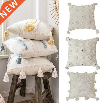 Tribal Boho Ethnic Tufted Throw Pillow Case Handwoven