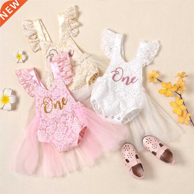 FOCUSNORM Newborn Baby Girls Romper Dress Mesh Lace One Lett