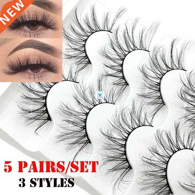 5 Pairs 3D/5D Faux Mink Hair False Eyelashes Natural Long