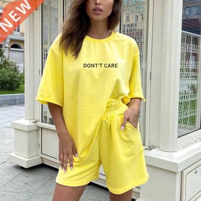 Letter Print Women's Tracksuit Suit Sportswear Women T-shirt
