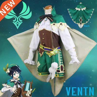 Genshin Impact Venti Cosplay Costume Uniform Wig shoes Cospl